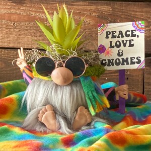 Peace, Love & Gnomes Hippie Gnome Planter - Etsy