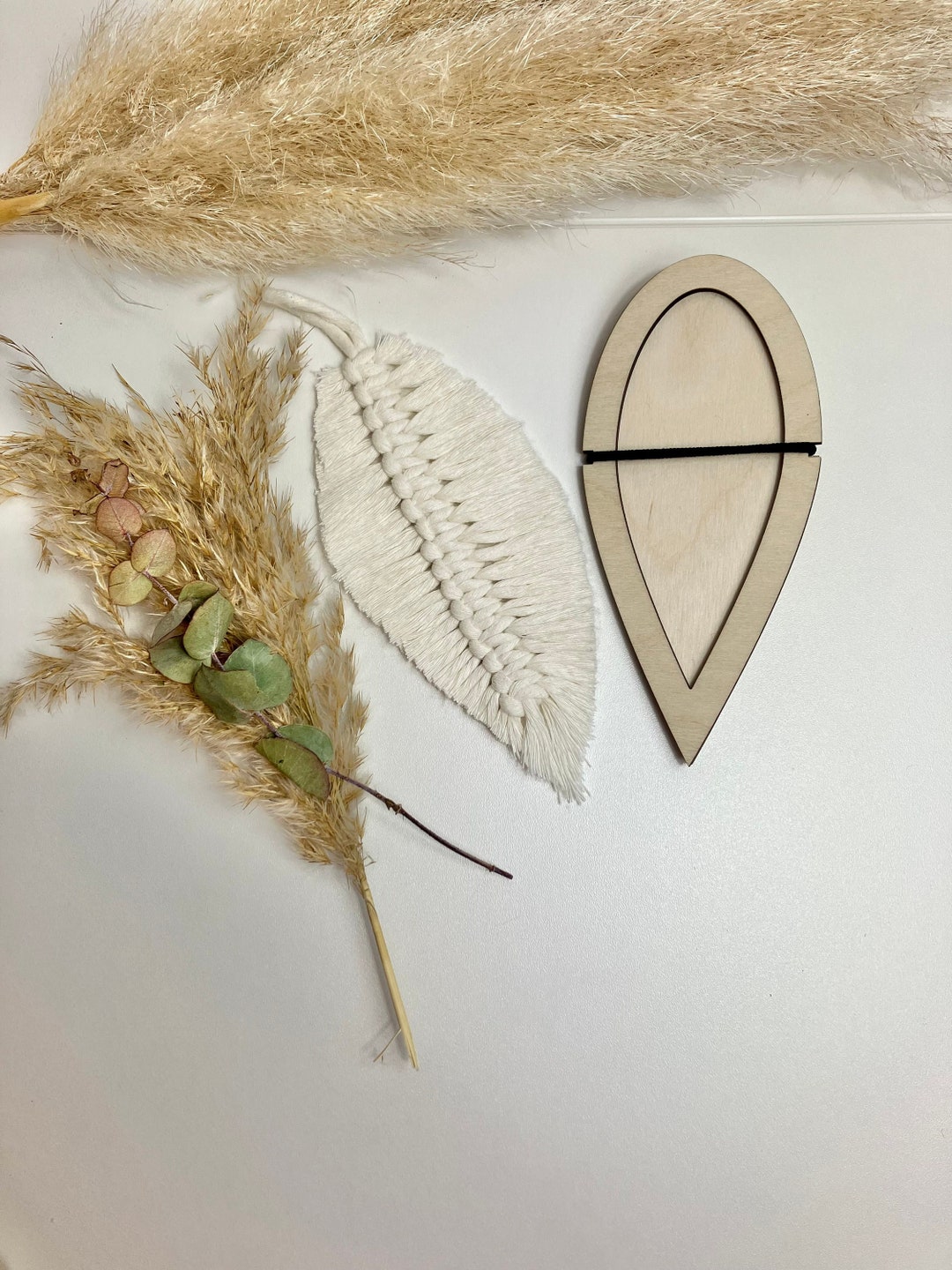 Pluma de plantilla de macramé | Hoja de macramé | macramé bricolaje ...