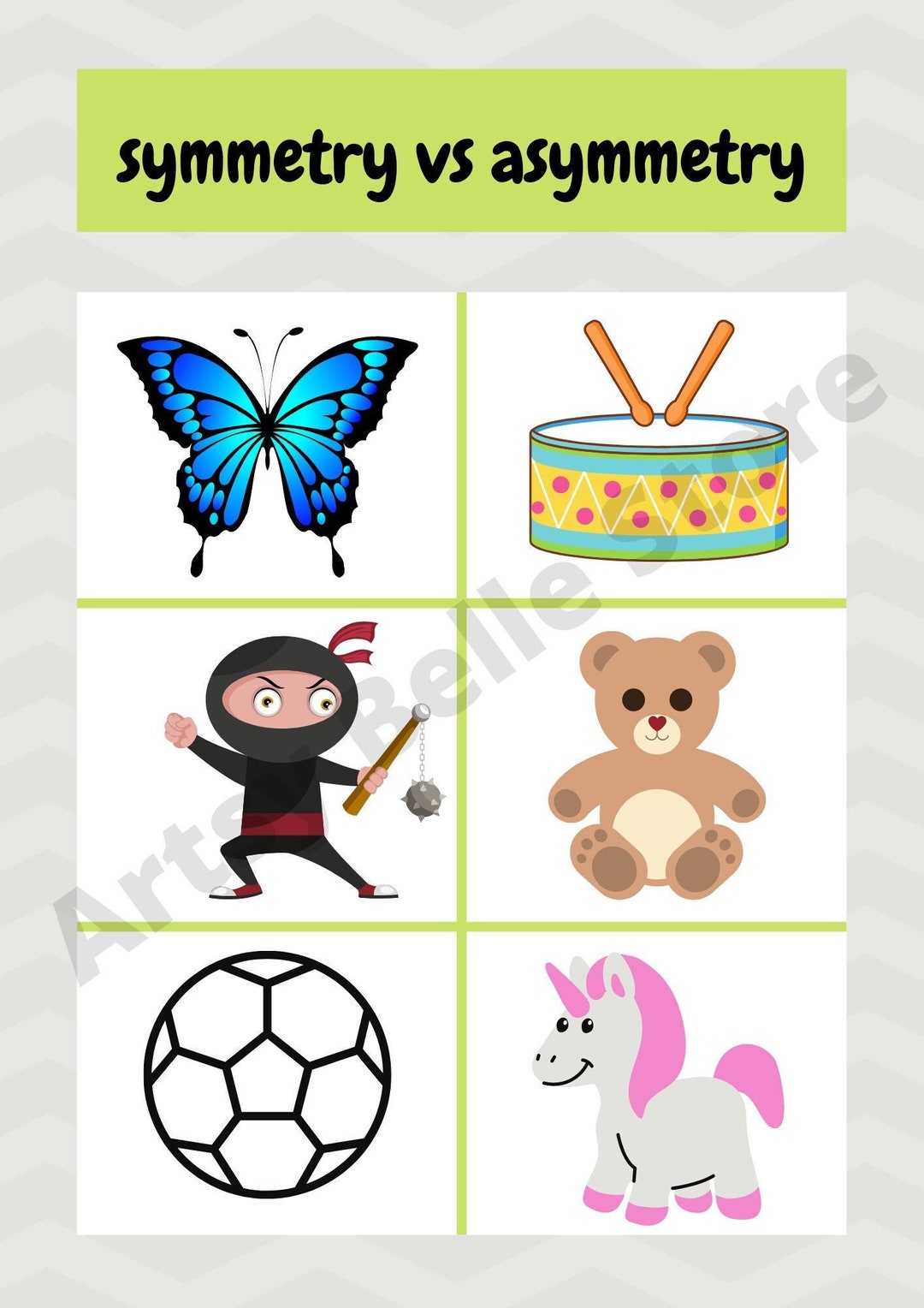 Art Worksheet, Asymmetry Vs Symmetry, Elementary Art Worksheet - Etsy