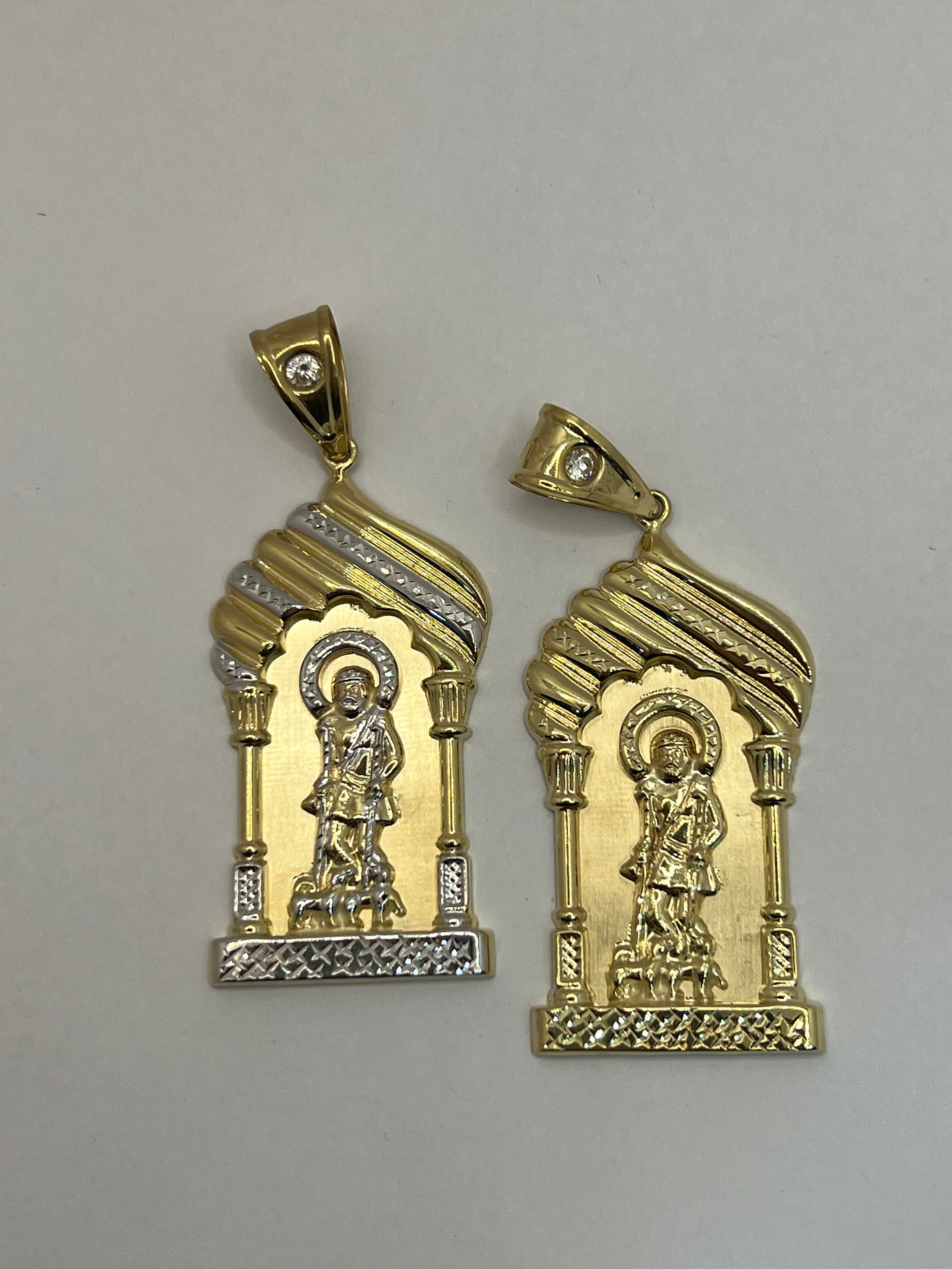 10K Solid Yellow Gold Saint Lazarus Jesus Charm Pendant With - Etsy