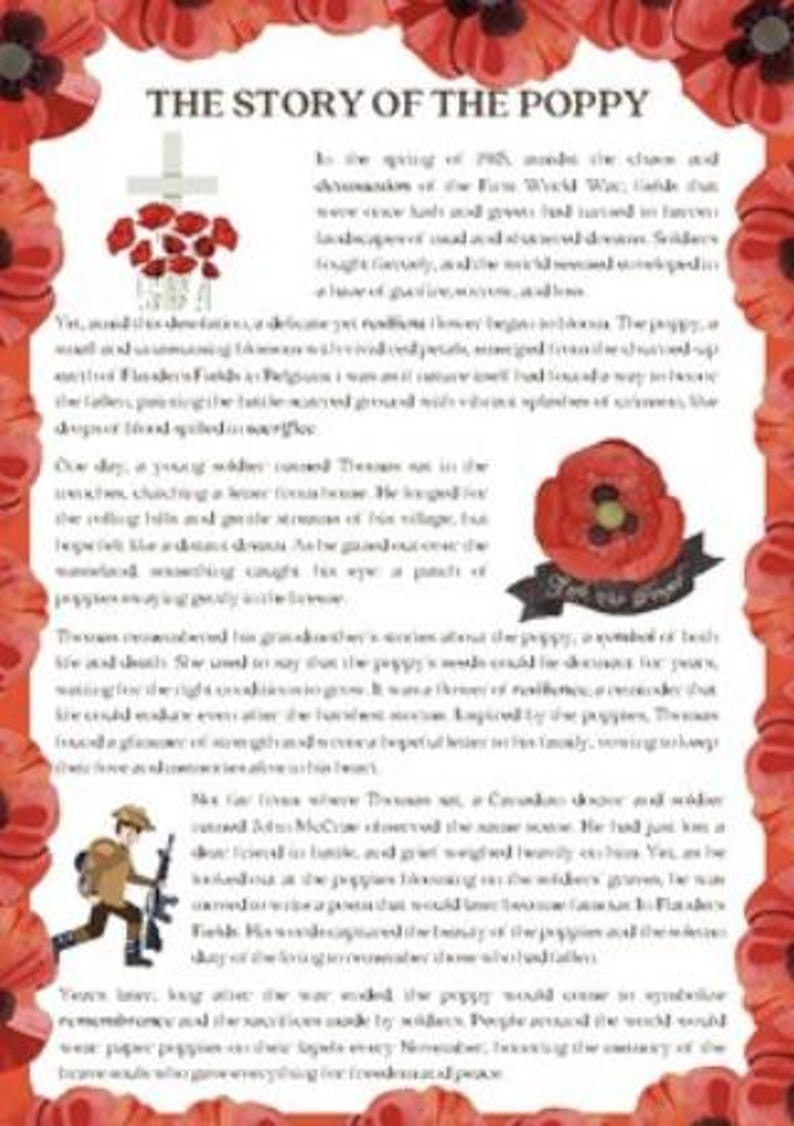 The Story of the Poppy: Remembrance Day ESL Lesson Plan (with Scanword ...