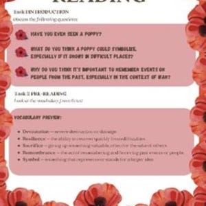 The Story of the Poppy: Remembrance Day ESL Lesson Plan (with Scanword ...