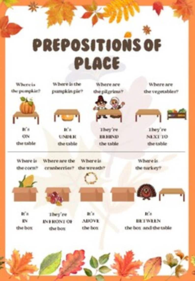 Thanksgiving Worksheet ESL A1-A2 - Etsy