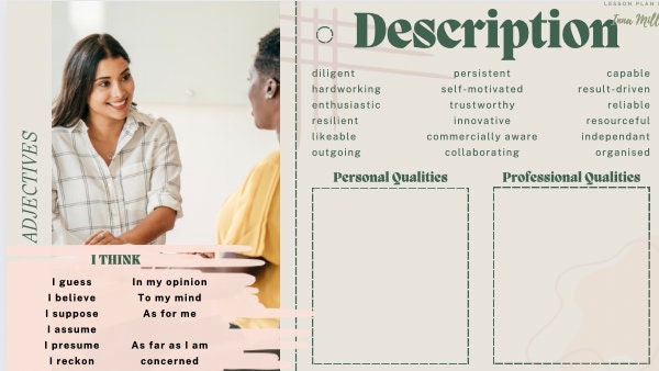 Job Interview / Adjectives You Need to Know / Activities - Etsy