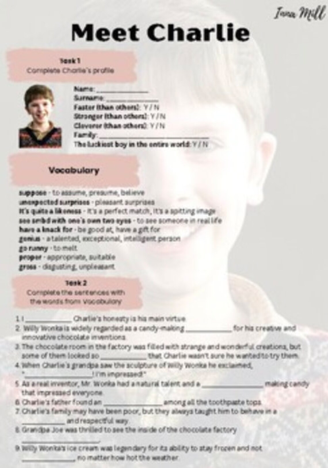 Charlie and the Chocolate Factory / Step-by-step Tasks / ESL B1 / E ...