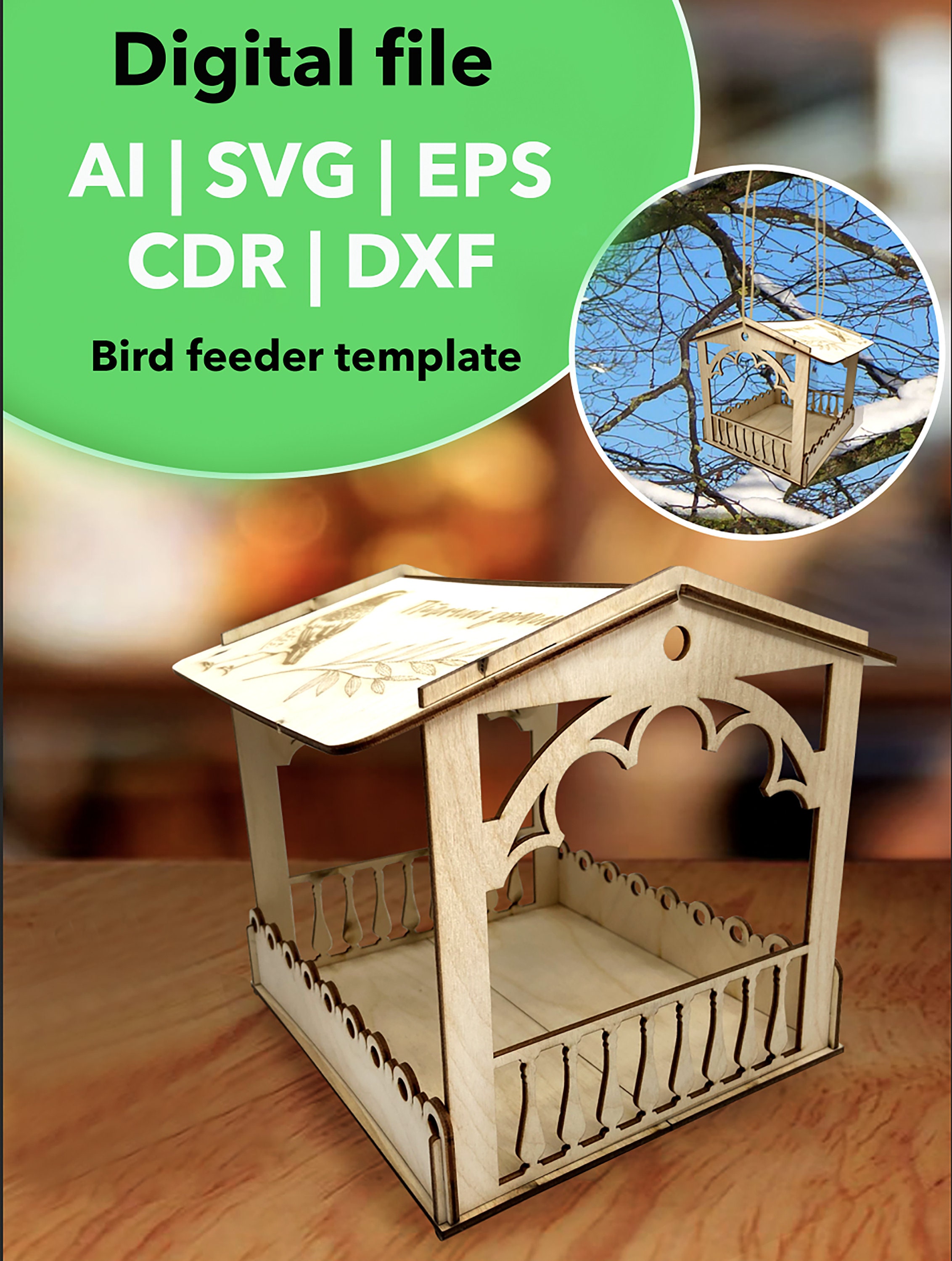 Set of 3 Bird House Wood Cut Template, Cnc Laser DIY Hobby Bird Feeder ...