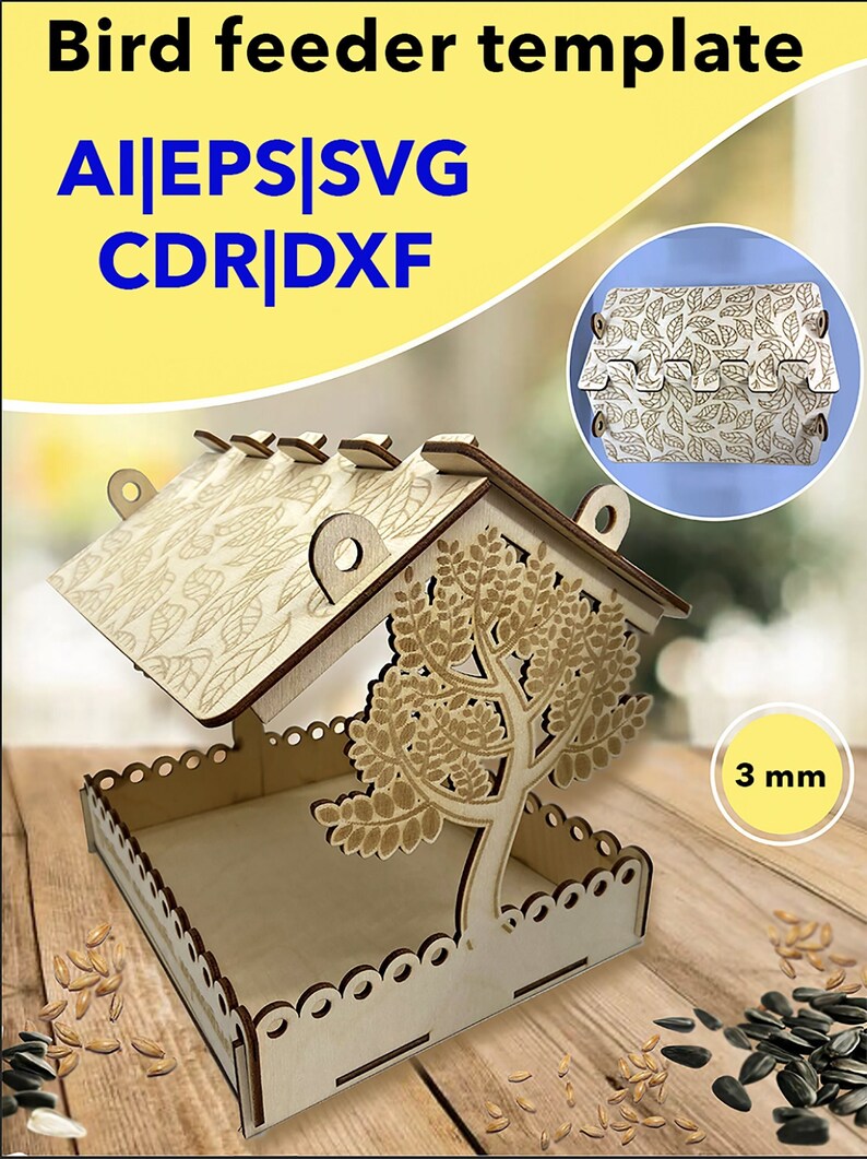 Set of 2 Bird House Wood Cut Template, Cnc Laser DIY Hobby Bird Feeder ...