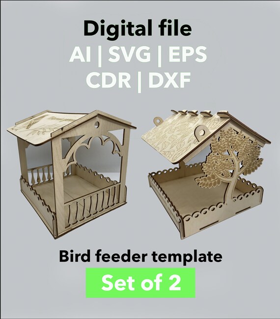 Set of 2 Bird House Wood Cut Template Cnc Laser DIY Hobby - Etsy
