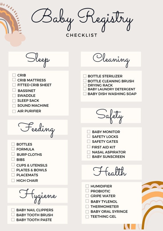 Bohemian Rainbow Baby Registry Checklist | Etsy