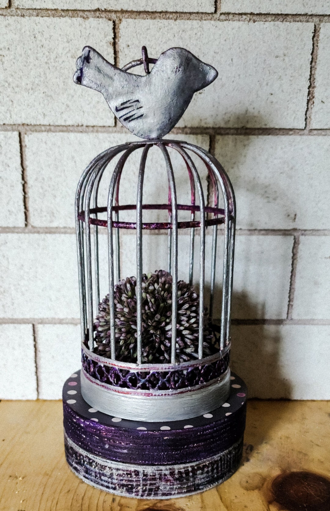 Mini Bird Cage Floral Holder Bird Carriage Flower Display Vase Wood ...