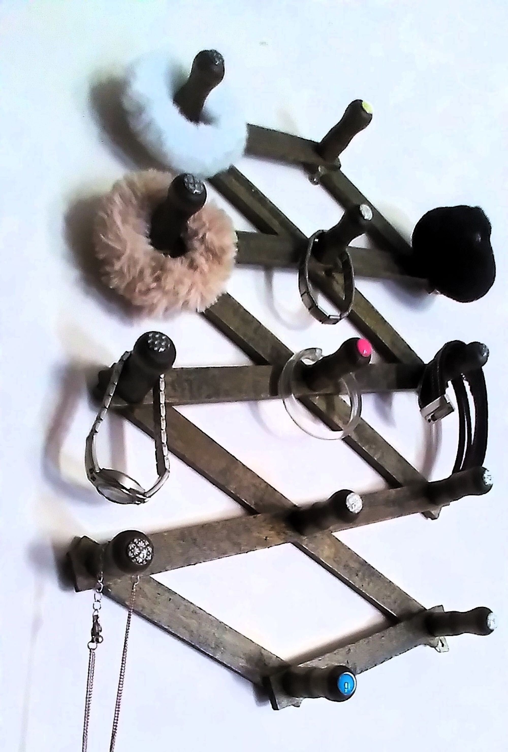 Vintage Wood Peg Accordion Rack, Upcycled Vintage Expandable Coat Rack ...