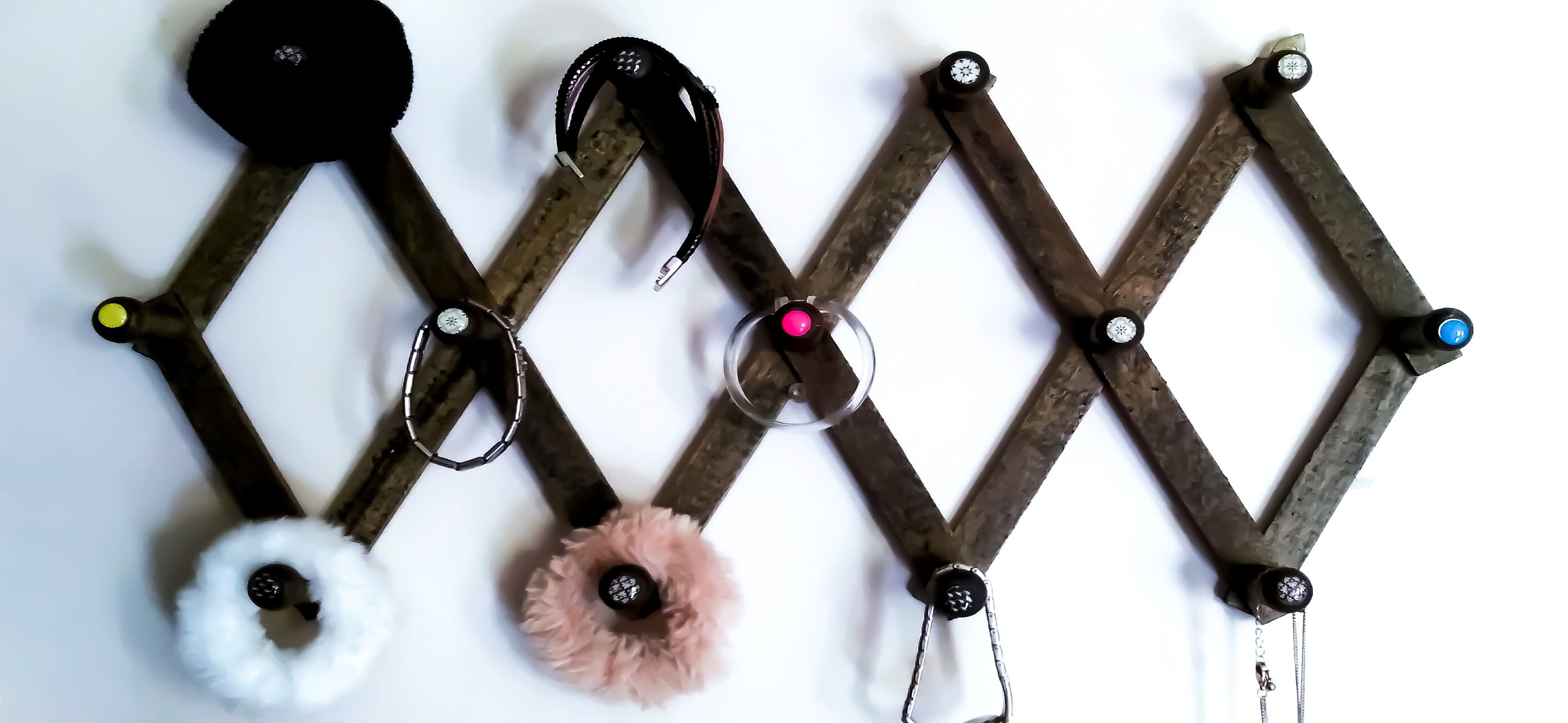 Vintage Wood Peg Accordion Rack, Upcycled Vintage Expandable Coat Rack ...