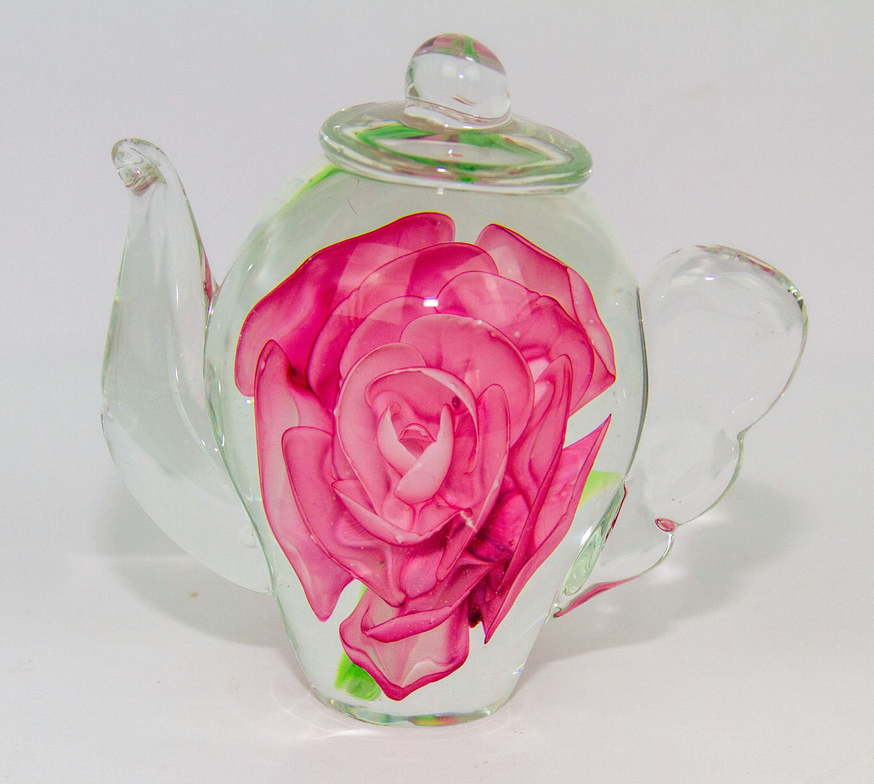 Teapot Paperweight With Pink Rose - Etsy