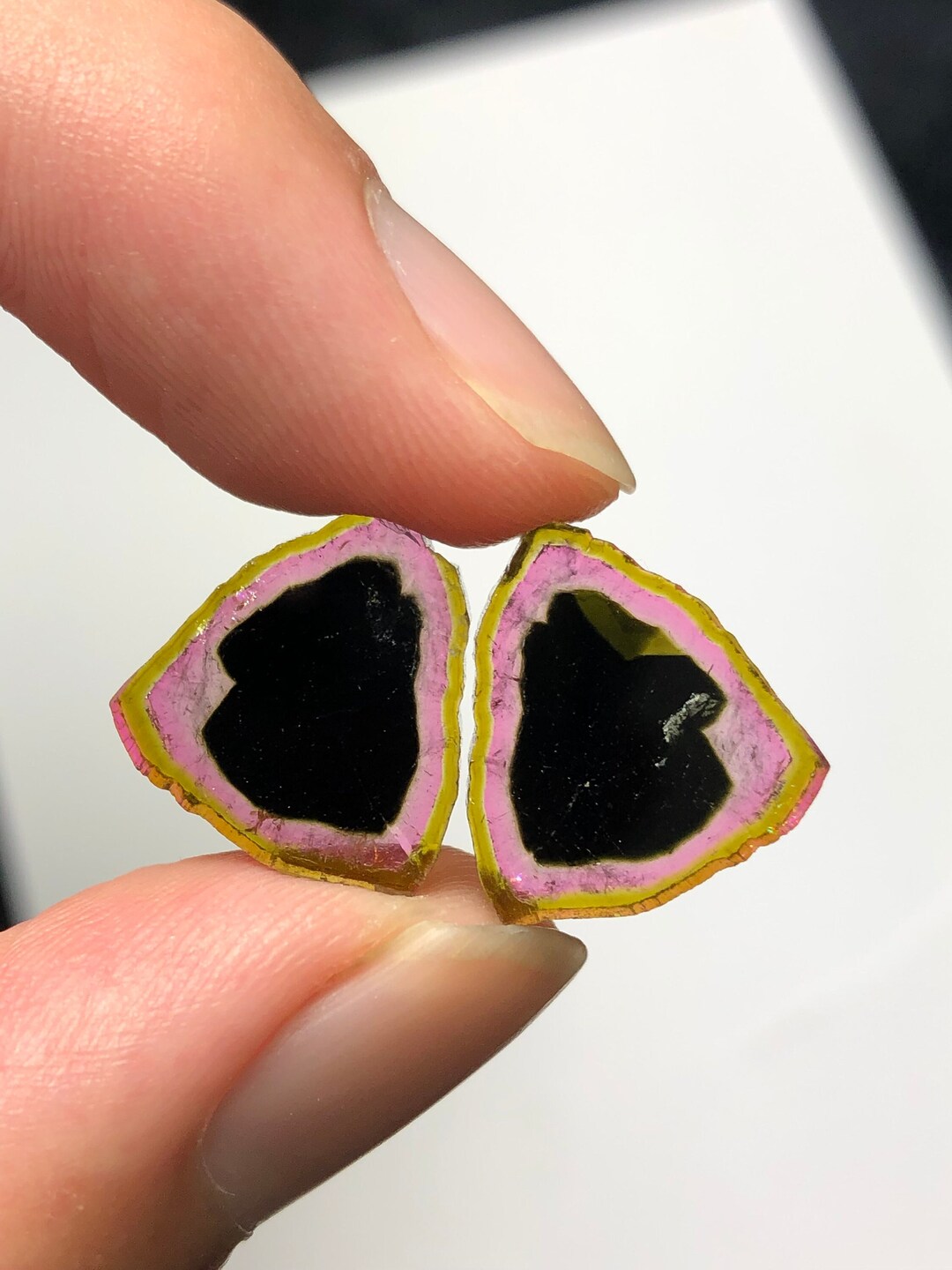 20 Cts Natural Tri Color Tourmaline Unique Slices Pair - Etsy