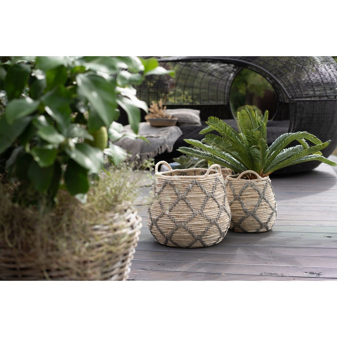 Basket Rattan Wool Basket Flower Pot Terrace Conservatory Potted Plants ...