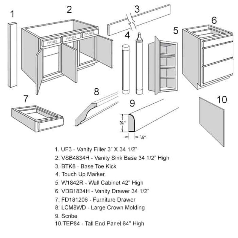 114″ Vanity With Tower (114″-117″ Installed) - Etsy