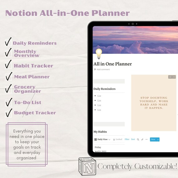 Notion Planner Template All-in-one Notion Planner Notion | Etsy