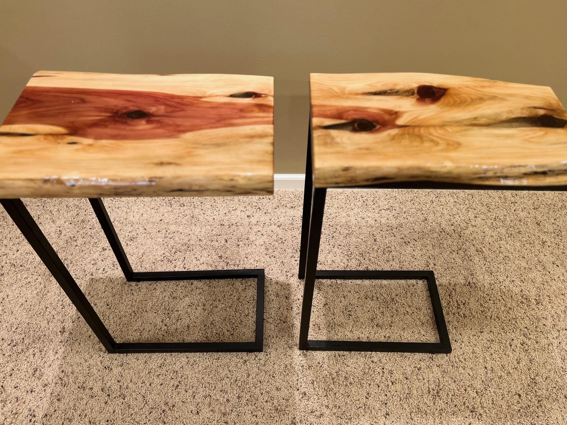 Red Cedar, Live Edge "c" Tables, Sofa Tables, Laptop Tables - Epoxy Finish - Etsy
