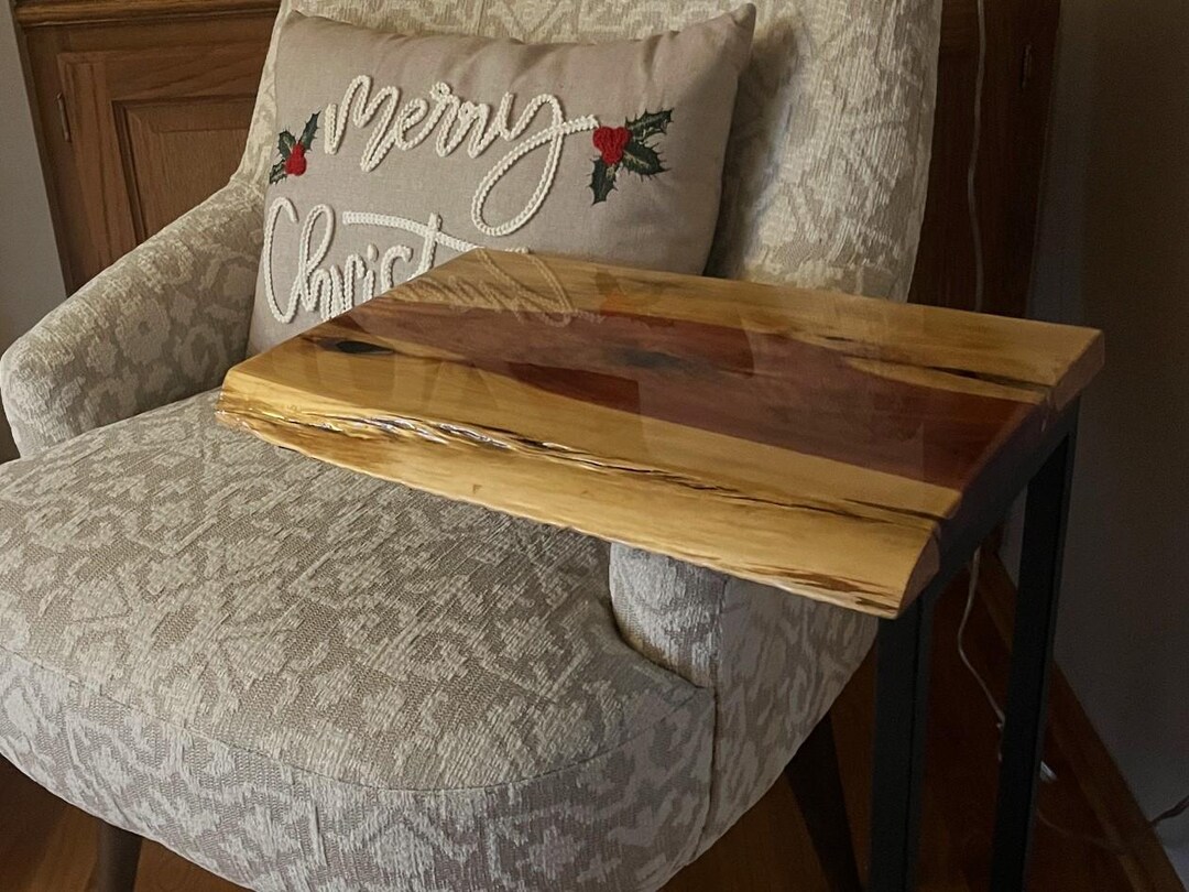 Red Cedar, Live Edge "c" Tables, Sofa Tables, Laptop Tables - Epoxy Finish - Etsy