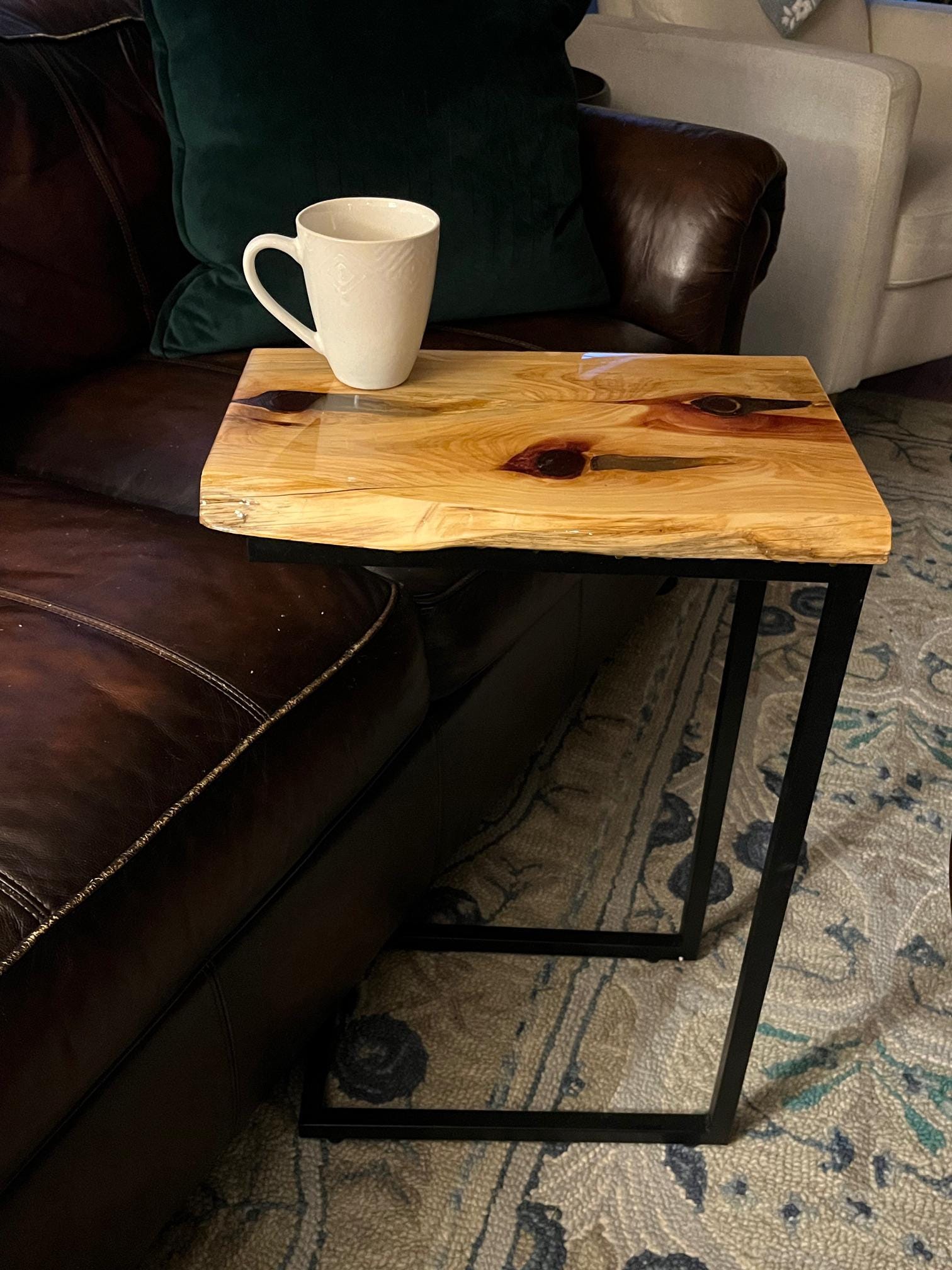 Red Cedar, Live Edge "c" Tables, Sofa Tables, Laptop Tables - Epoxy ...