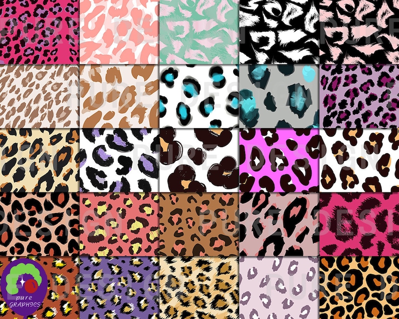 B_S_0269 | 79 Designs Animal Fur Seamless Digital Paper | Leopard ...