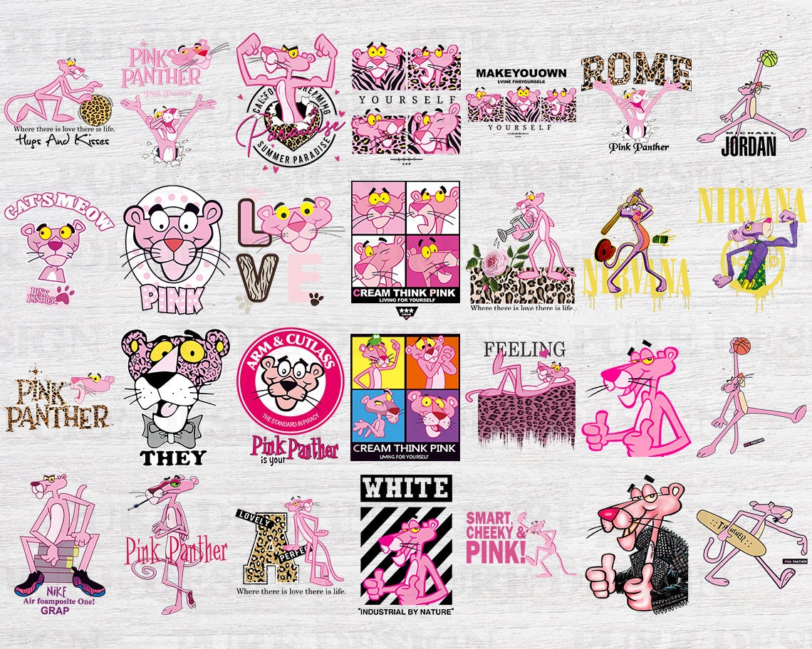 28 Designs Pink Panther SVG Cut File Bundle Pink Panther - Etsy Australia