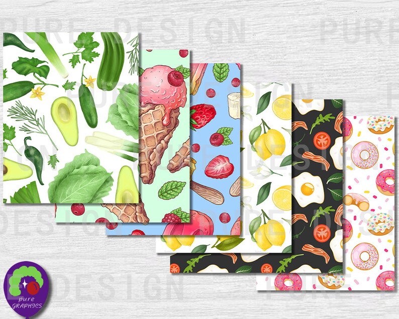 B_S_0278 | 49 Designs Vegetable-themed Seamless Digital Paper | Food ...