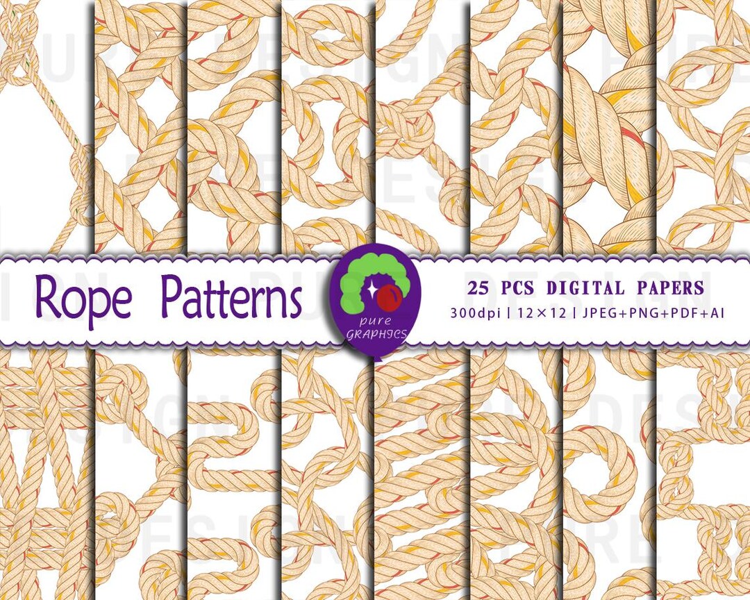 B_S_0369 | 25 Designs Nautical Rope Patterns Seamless Digital Paper ...