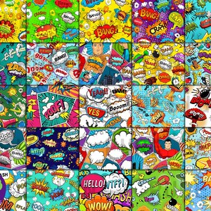 B_S_0219 | 28 Designs Comic Pop Art Seamless Digital Paper | Comic Book ...