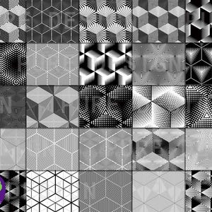 B_S_0211 143 Designs Black Geometry Seamless Digital Paper Intricate ...