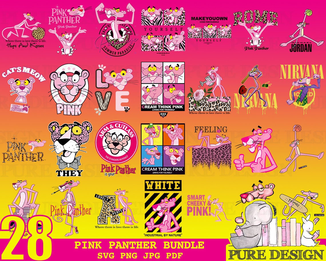 28 Designs Pink Panther SVG Cut File Bundle Pink Panther - Etsy Australia