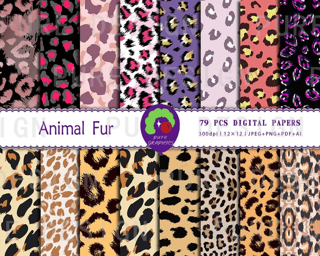 B_S_0269 | 79 Designs Animal Fur Seamless Digital Paper | Leopard ...