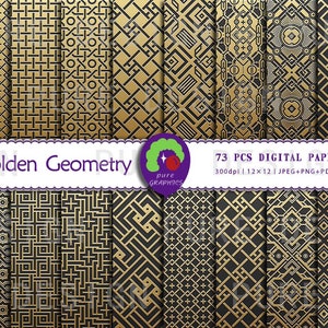 B_S_0252 | 73 Designs Golden Geometry Seamless Pattern | Digital Paper ...
