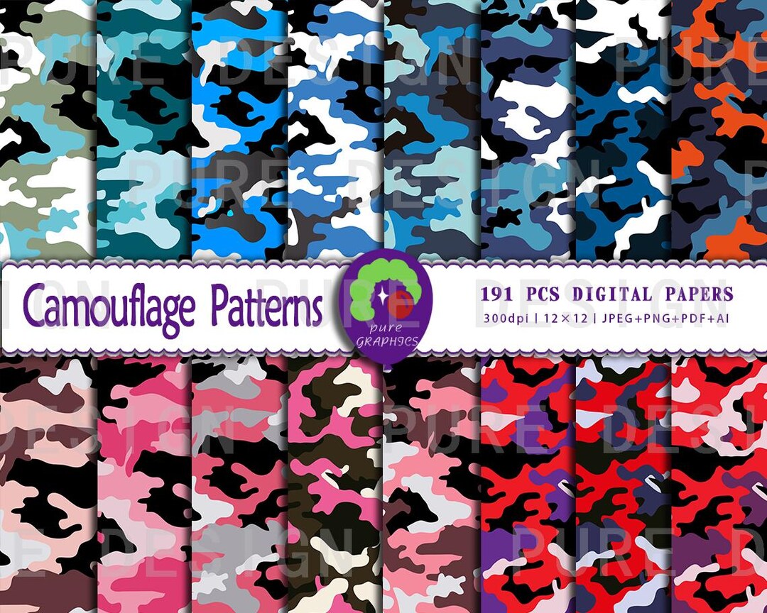 B_S_0247 | 191 Designs Camouflage Patterns Seamless Digital Paper ...
