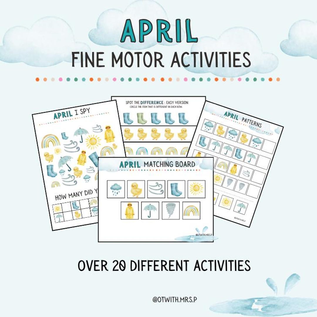 April Activities for Kids | Fine Motor Skills Preschool Printable ...