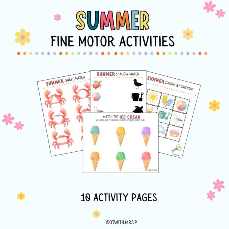 Summer Fine Motor Activities Printable Pack | Preschool OT Worksheets ...