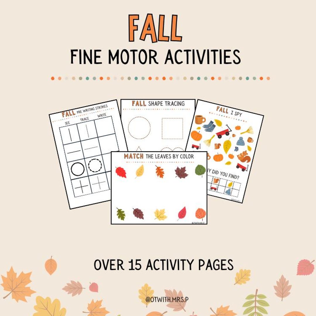 Fall Fine Motor Activities Preschool Printable Pack (digital Download ...