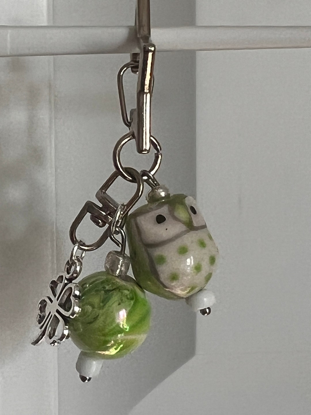 Lucky Four Leaf Clover Charm, Beaded Zipper Pendant, Keychains - Etsy