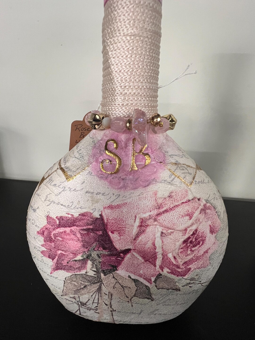 Rose Crystal Vases With Quartz and Glass Beads - Etsy