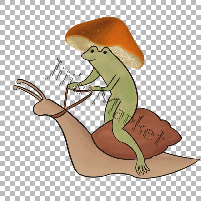 Cute Frog With Mushroom Hat Snail Png Cottagecore Aesthetic Cricut