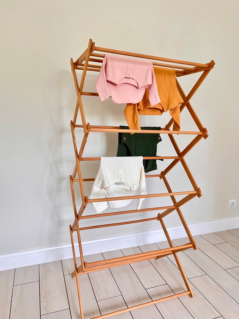 Wooden Towel Drying Rack, Wood Clothes Drying Rack, Clothes Drying ...