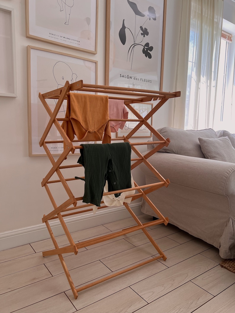 Wooden Towel Drying Rack, Wood Clothes Drying Rack, Clothes Drying ...