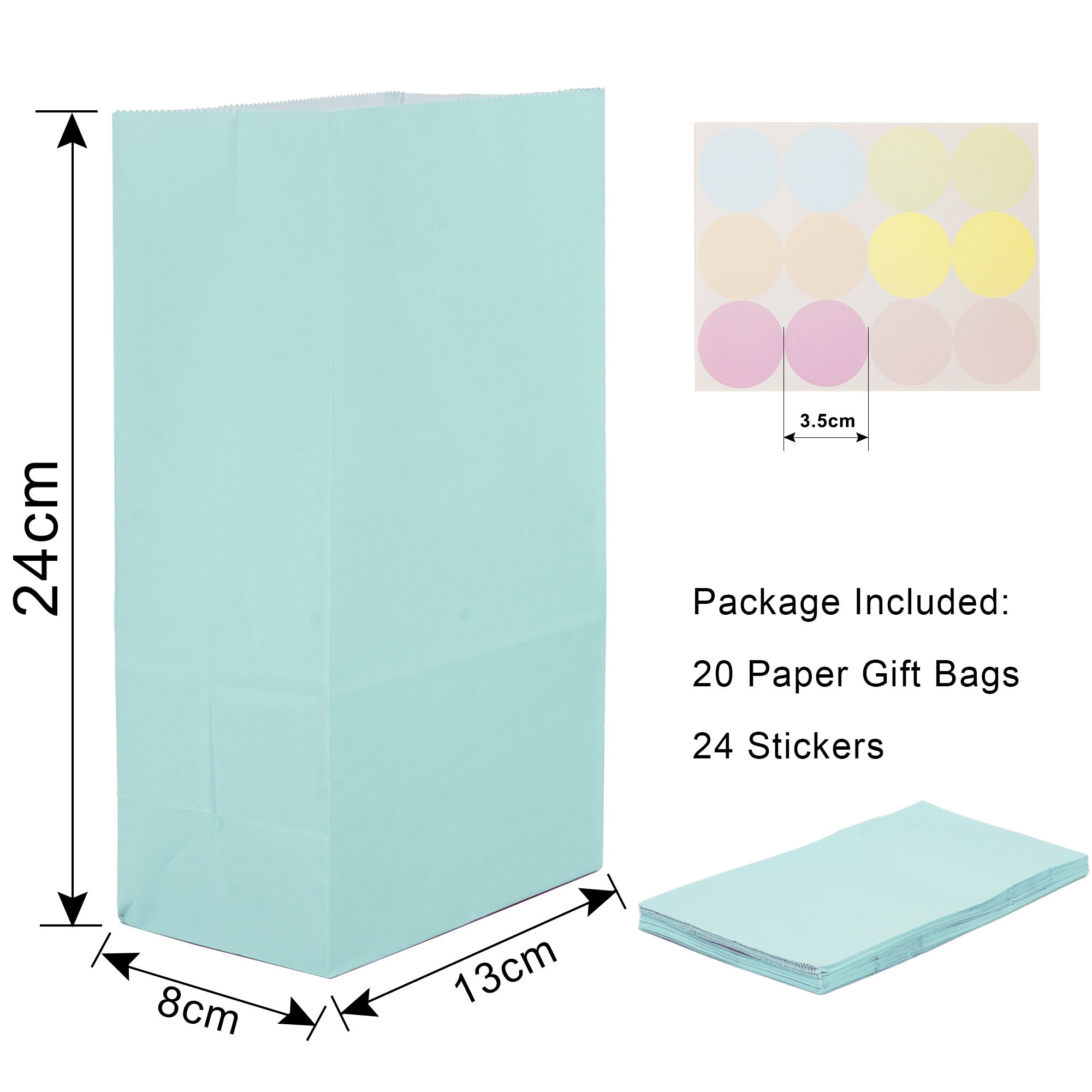 20 100PCS Paper Party Bags Candy Colourful Macaron With Stickers Sweet ...