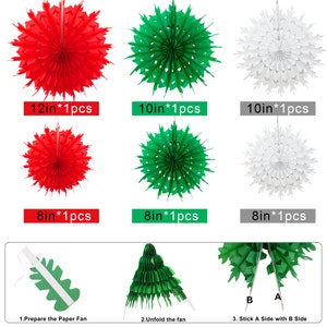 6 Packs Mix Tissue Paper Fans Xmas White Party Fan Snowflake Christmas ...