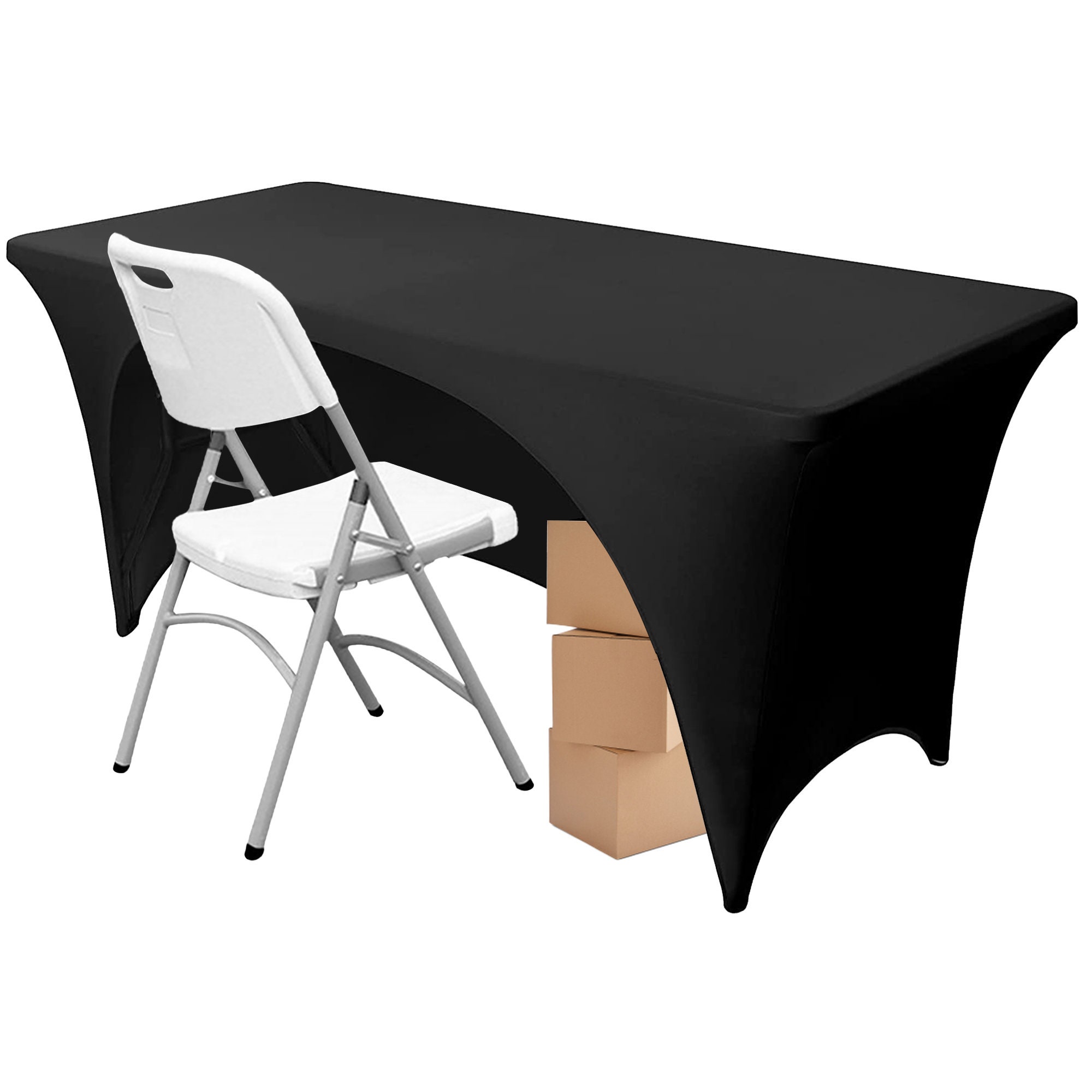 4ft/6ft/8ft Open Back Stretch Spandex Table Cover for Folding Tables ...