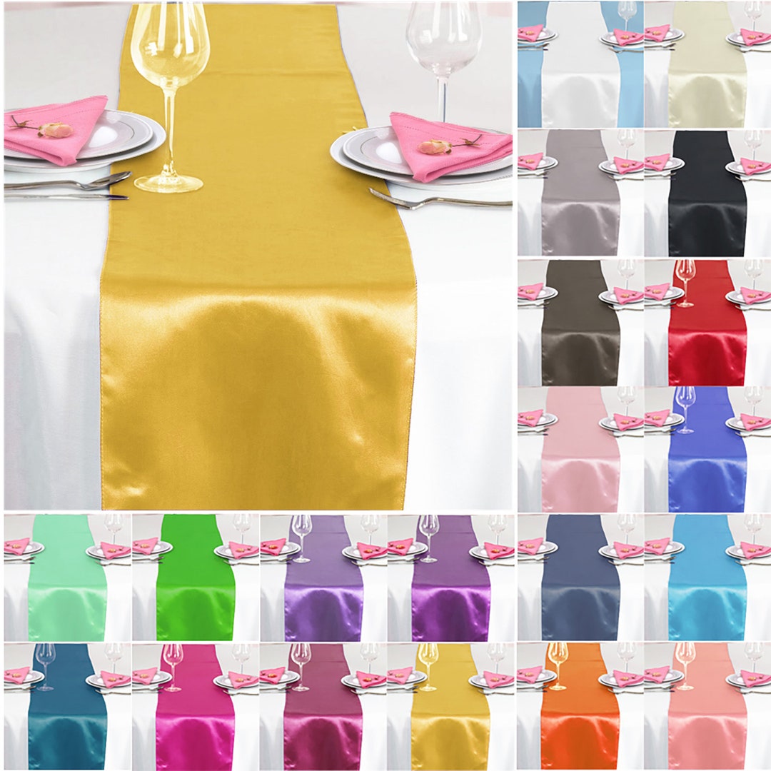 1 5 10pcs 12x108'' Satin Table Runner Sashes Bows Chair Swags Wedding ...