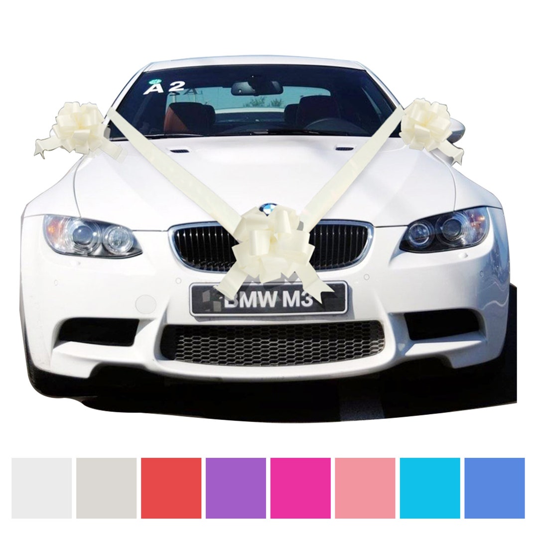 3 Large Bows & 7 Metres of 1 Ribbon Wedding Car Decoration Kit RIBBON ...