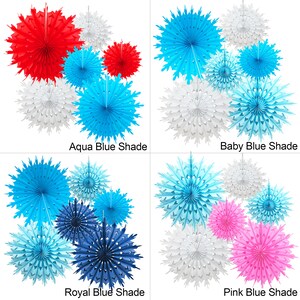 6 Packs Mix Tissue Paper Fans Xmas White Party Fan Snowflake Christmas ...