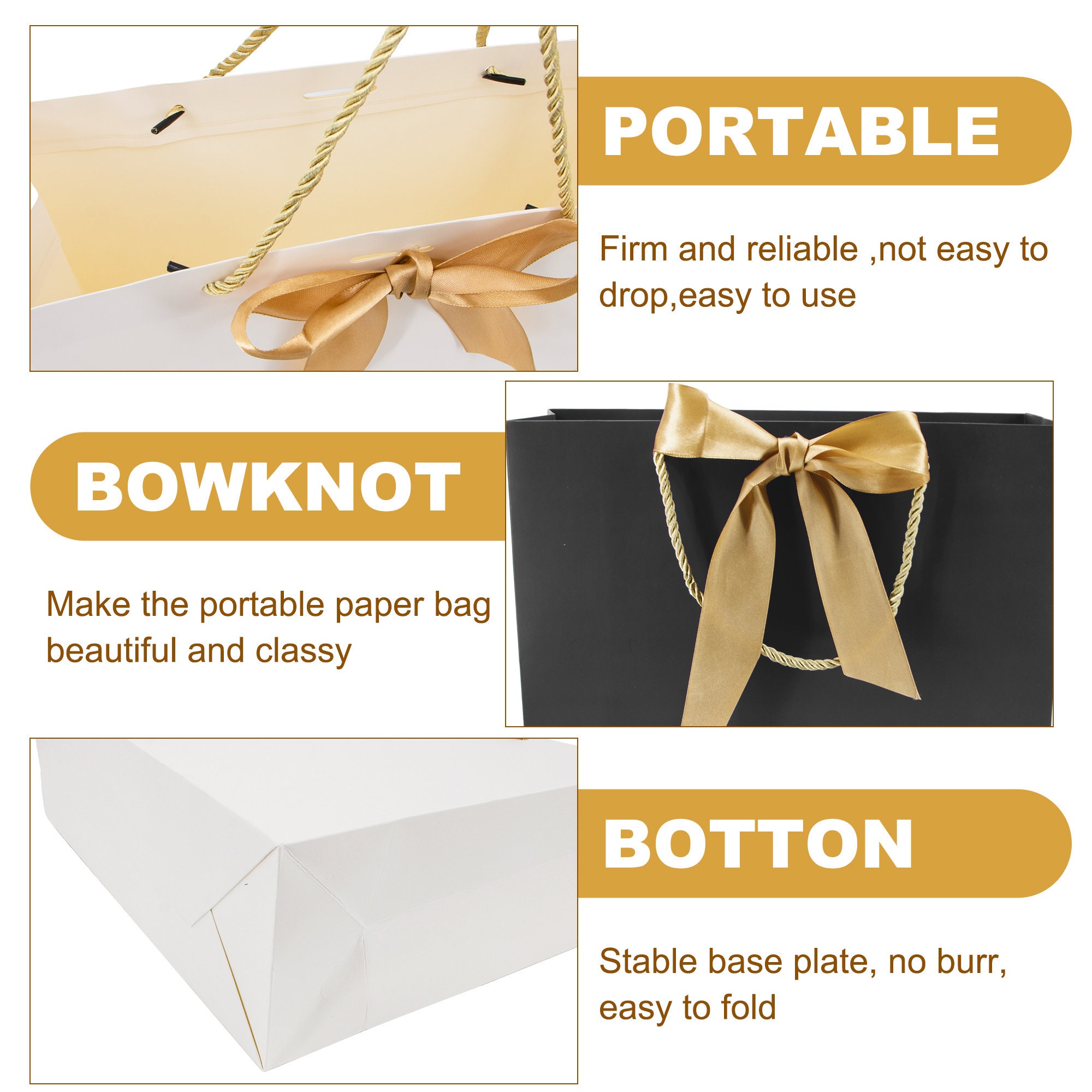 8 16 24PCS Gift Bags With Rope Handles Kraft Paper Gift Bag Recyclable ...