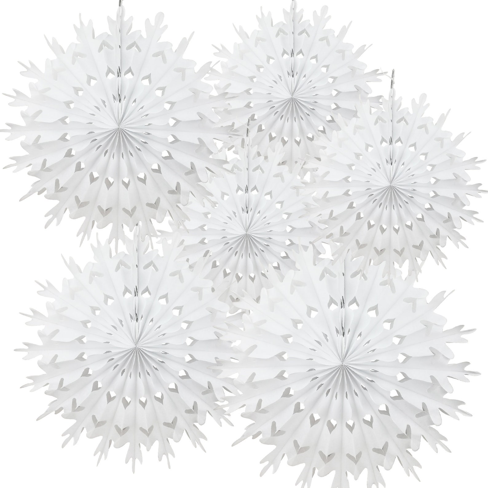 6 Packs Mix Tissue Paper Fans Xmas White Party Fan Snowflake Christmas ...